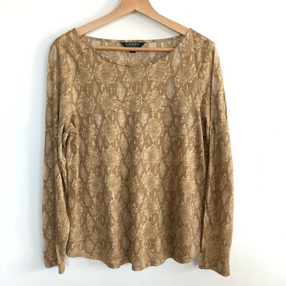 Lauren Ralph Lauren | Tops | Ralph Lauren Python Snake Print Linen Long ...